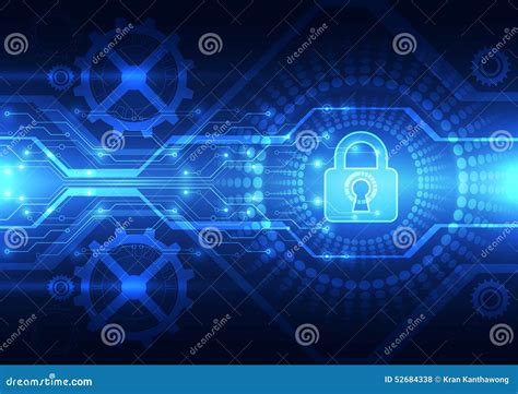 Abstract Technology Security On Global Network Background Vector