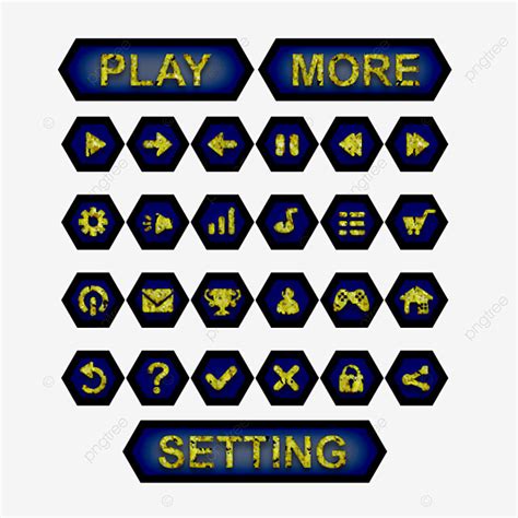 Set Of Buttons For Games Applications And Websites Cute Cartoon Game Button Set Png