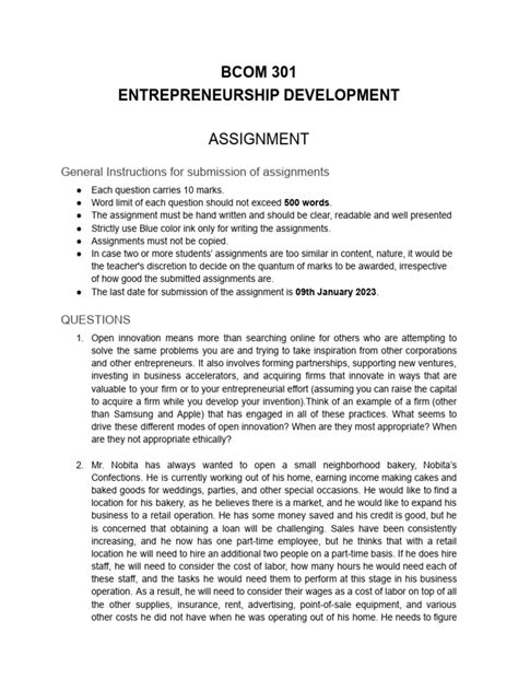 Bcom 301 Ed Assignment Pdf Entrepreneurship Private Sector