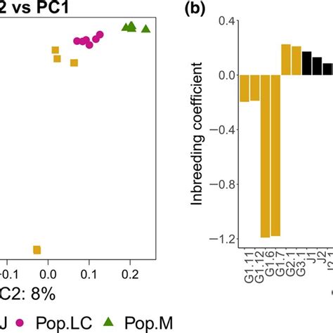 Snp Patterns And Inbreeding Coefficient A Snp Pca Of The Four