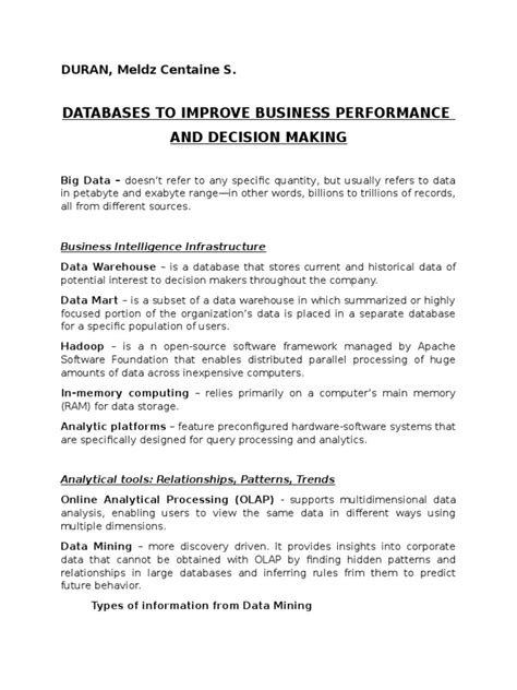 leveraging big data and analytical tools to improve business performance and decision making