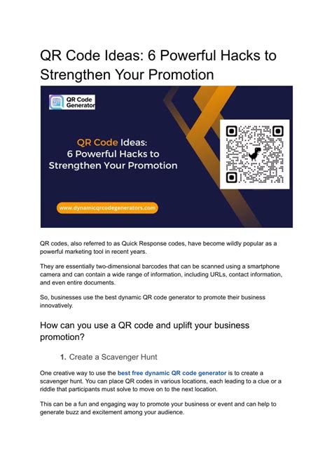 PPT QR Code Ideas 6 Powerful Hacks To Strengthen Your Promotion PowerPoint Presentation ID