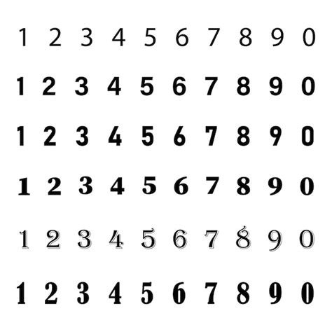Premium Vector Vintage Number Set Multiple Font Styles Black And