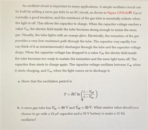 Solved An Oscillator Circuit Is Important To Many Chegg