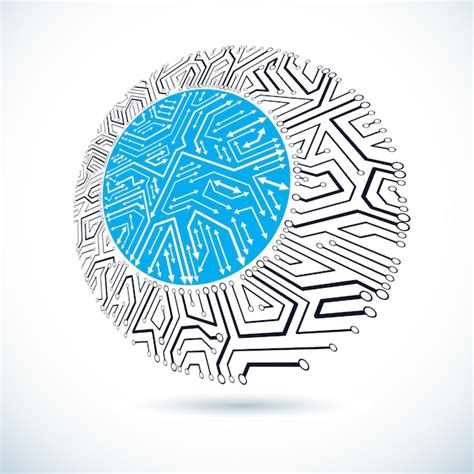 Premium Vector Vector Round Circuit Board With Electronic Components