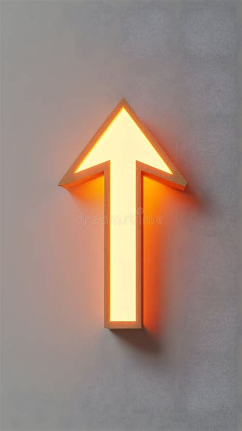Illuminated Arrow Pointing Upward On Gray Background Symbol Of Progress And Direction Stock