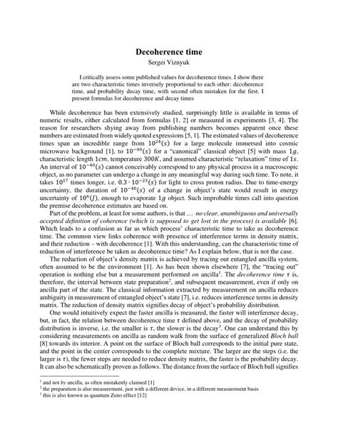 Pdf Decoherence Time