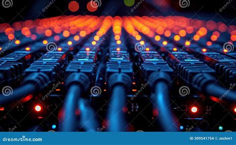 Network Switch And Ethernet Cables In Data Center Stock Illustration Illustration Of