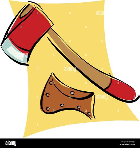Axe With Wooden Handle Cartoon Icon On White Background Vector Illustration Stock Vector Image