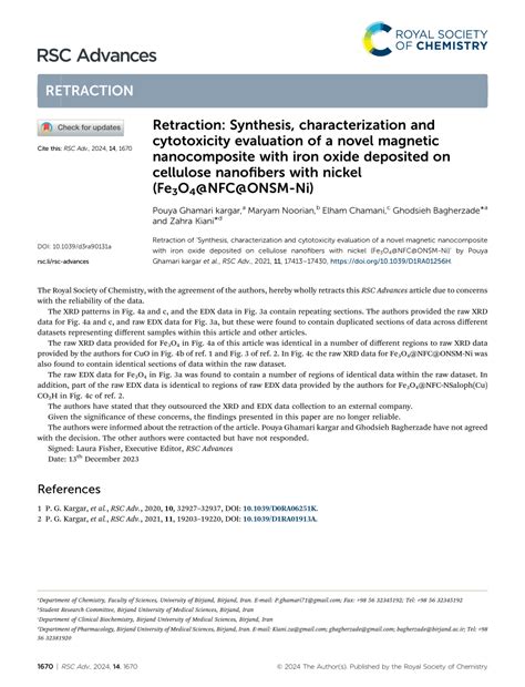 Pdf Retraction Synthesis Characterization And Cytotoxicity