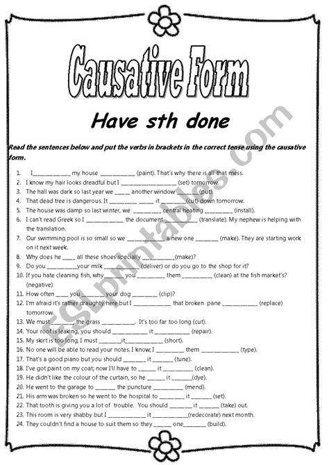 Causative Form Passive Voice Exercises Different Tenses Answer Key