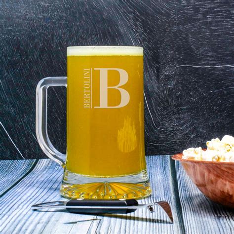 Personalized Beer Glass Custom Monogram Beer Mug Engraved Beer Glasses Etched Beer Glass