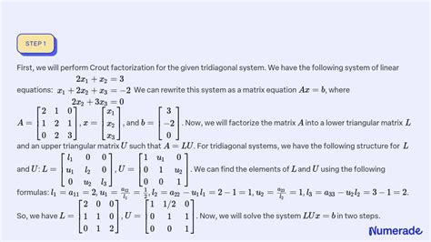 SOLVED Use Crout Factorization For Tridiagonal Systems To Solve The Numerade