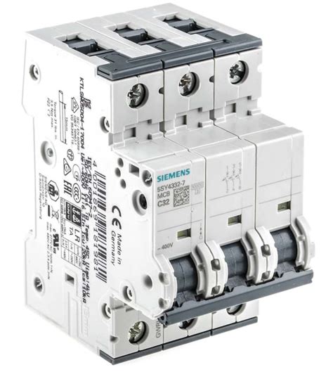 5sy4332 7 Siemens Interruptor Automático 3p 32a Curva Tipo C Poder De Corte 10 Ka Sentron