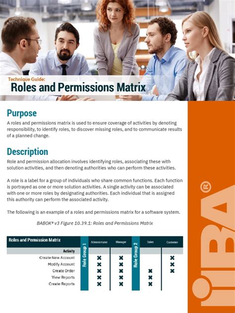 Technique Guide 6 Roles And Permissions Matrix Pdf Business Analysis Computing