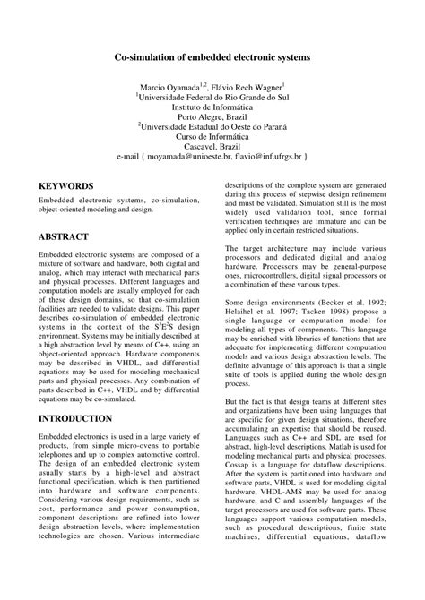 pdf co simulation of embedded electronic systems