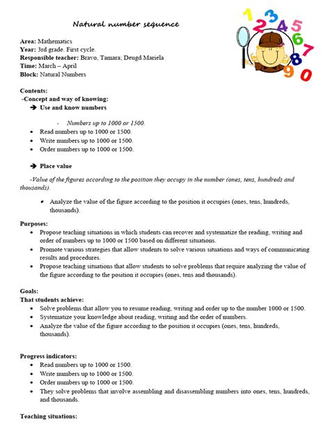 Sequence Of Natural Numbers 1 Matematica Pdf