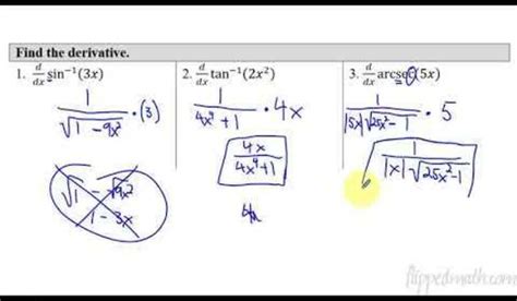 Calculus Ab Bc Differentiating Inverse Trigonometric Functions Ap Test Prep For 10th 12th