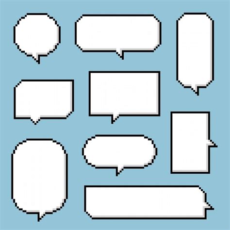 Collection Set Of Retro Game 8bit Pixel Speech Bubble Balloon Black And White Color 45935477