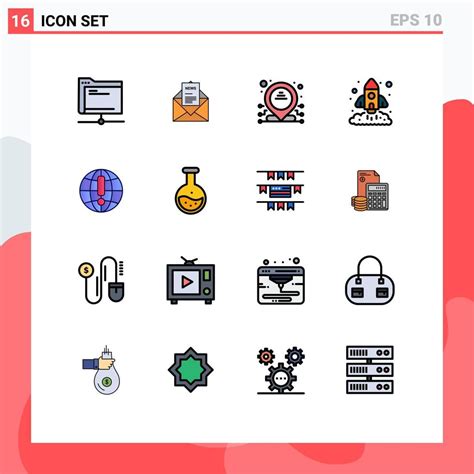 Stock Vector Icon Pack Of 16 Line Signs And Symbols For Startup Marketing Corresponding Chart Ip