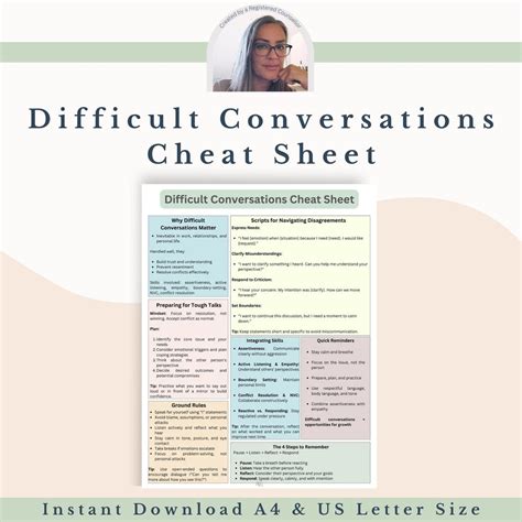 Difficult Conversation Cheat Sheet Communication Skills Conflict