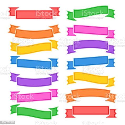 흰색 배경에 컬러 곡선 고립 리본 배너의 집합입니다 간단한 플랫 벡터 그림입니다 텍스트 에 대한 공백이 있습니다 인포 그래픽 디자인 광고 휴일 라벨에 적합합니다 0명에 대한