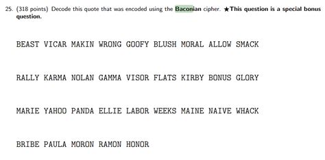 Code Busters Baconian Cipher With No Hint Rscioly