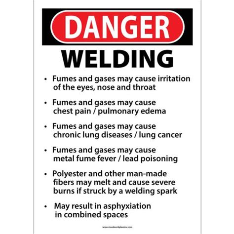 Osha Danger Welding Warnings Visual Workplace Inc