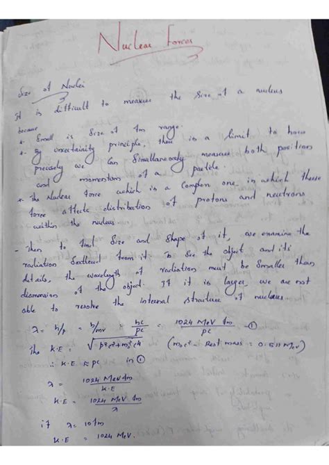 Nuclear Physics Lecture Notes Nuclear Forces It Is Difficult To Measure The Size A Nudeus