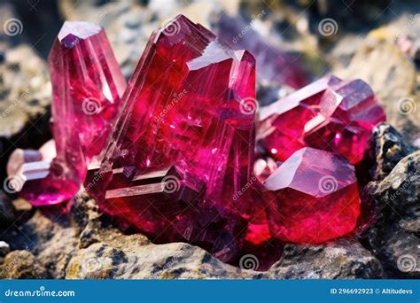 Raw Ruby Gemstones In Rock Stock Image Image Of Stones 296692923
