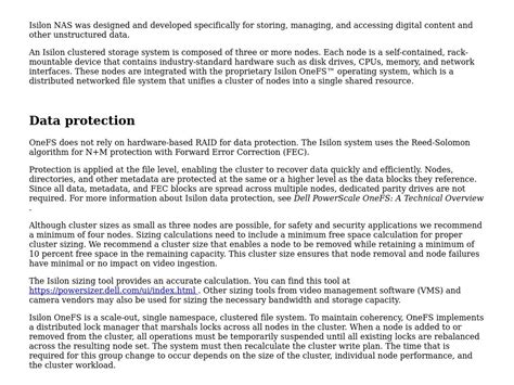 Isilon Clustered Storage System Sizing Guide—dell Storage With S 1 Video Management Software