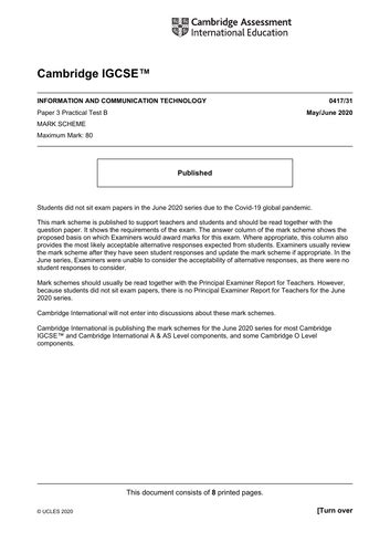 Data Analysis Ict 0417 May June 2020 Igcse Teaching Resources