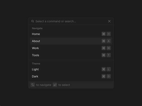 Command Menu By James Atkinson On Dribbble
