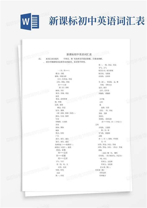 新课标初中英语词汇表word模板下载编号qwnwrpny熊猫办公