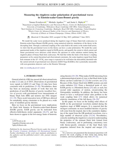 Pdf Measuring The Ringdown Scalar Polarization Of Gravitational Waves In Einstein Scalar Gauss