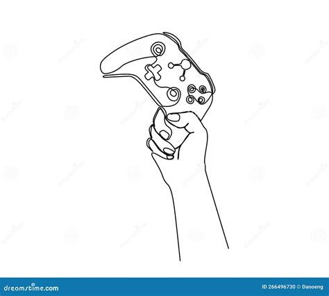 Continuous One Line Drawing Of Hand Holding Game Controller Hand Holds