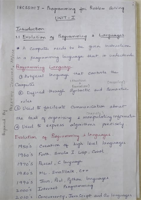 Unit 1 Pps Notes Please Give Me Elab Solutions 18css101j Programming For Problem Solving