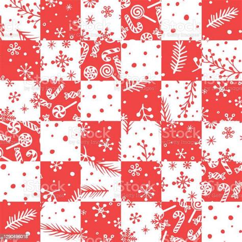 손으로 그린 크리스마스 요소와 패치 워크 스타일의 벡터 원활한 패턴 포장 직물 및 배경에 대한 귀여운 디자인 0명에 대한 스톡 벡터 아트 및 기타 이미지 Istock
