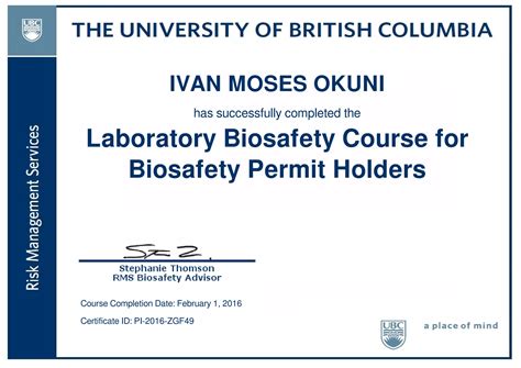 Laboratory Biosafety Course For Biosafety Permit Holders Pdf