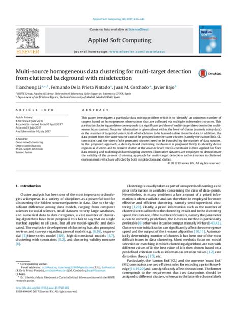 Pdf Multi Source Homogeneous Data Clustering For Multi Target Detection From Cluttered