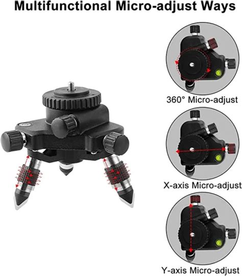 Laser Level Adapter Micro Adjust Fine Metal 360 Degree Rotating Base Tripod Connector Laser