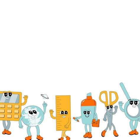 학교 캐릭터와 레트로 00s 80s 스타일의 Y2k 배경으로 학교로 돌아갑니다 프리미엄 벡터