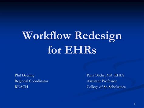 Pdf Workflow Redesign For Ehrs The · 1 Workflow
