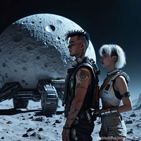 David On The Moon From Cyberpunk Stable Diffusion Online