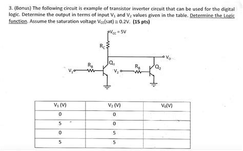Solved 3 Bonus The Following Circuit Is An Example Of A Transistor Inverter Circuit That Can