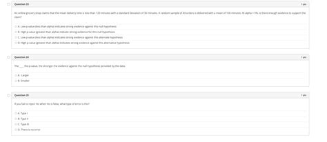 Solved Claim A Low P Value Less Than Alpha Indicates Chegg Com