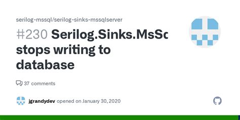 Serilogsinksmssqlserver Stops Writing To Database · Issue 230 · Serilog Mssqlserilog Sinks