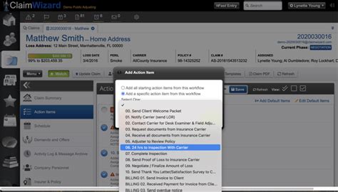 Inserting Action Items To An Existing Workflow Claimwizard