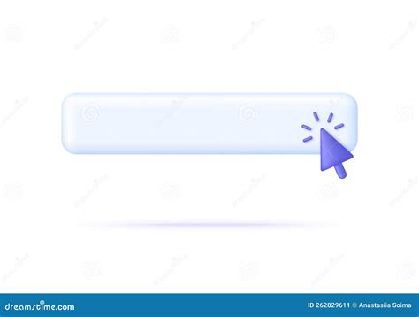 3d search bar icon click here web button icon computer mouse cursor button with arrow