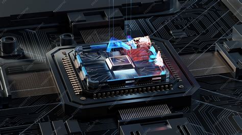 Premium Photo Futuristic Microchip Processor With Lights On The Black Background Quantum